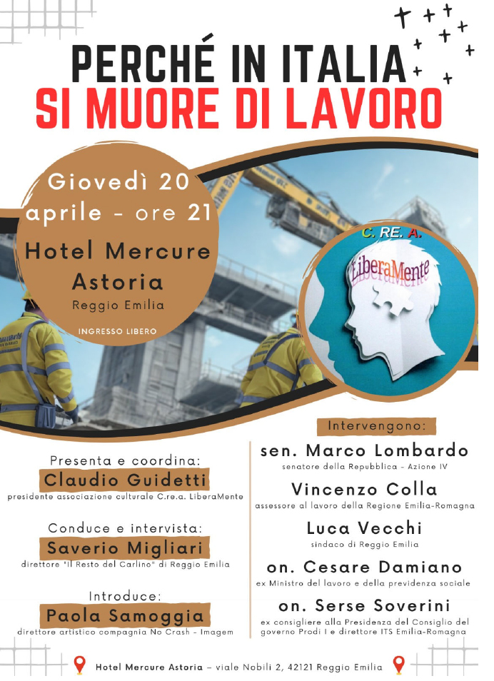 “Perché in Italia si muore sul lavoro”, a Reggio l’iniziativa promossa ...